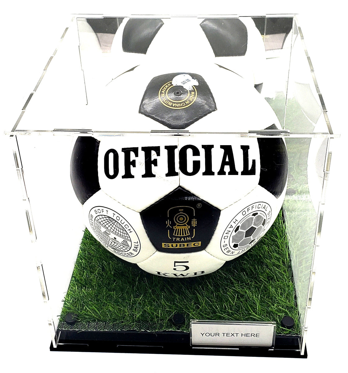 Full Size Soccer Ball Football Display Case Stand Box Sports Memorabil ...